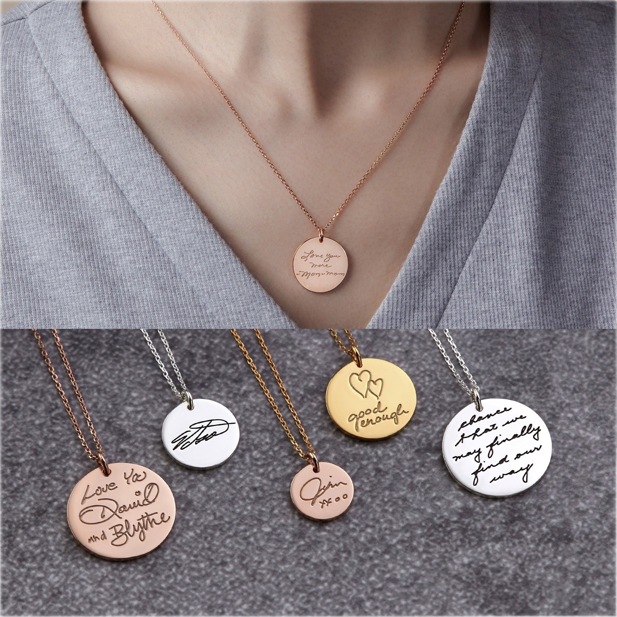 Handwritten Necklace Actual Handwriting Necklace Etsy