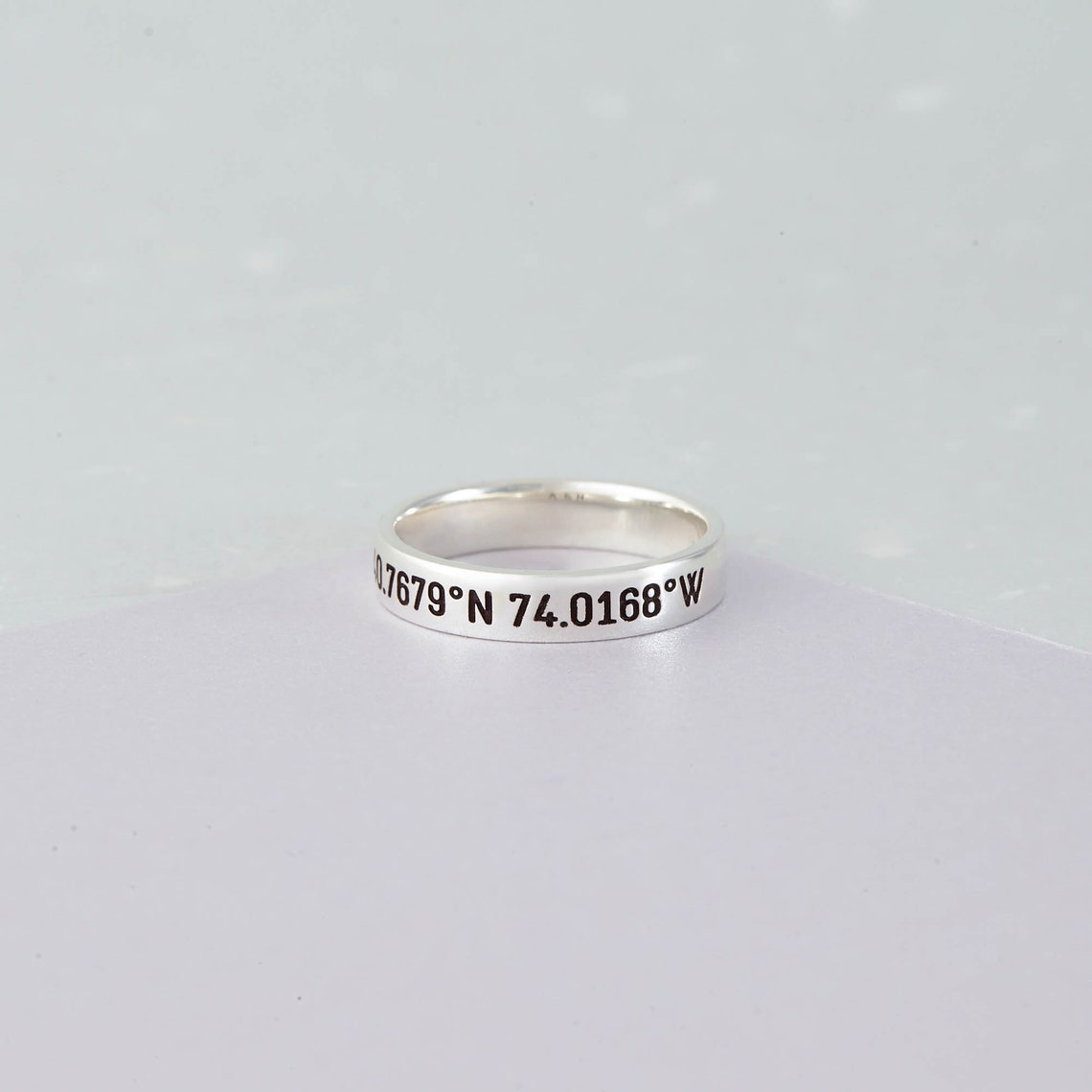 Ring With Coordinates Anniversary Ring Coordinate Jewelry | Etsy