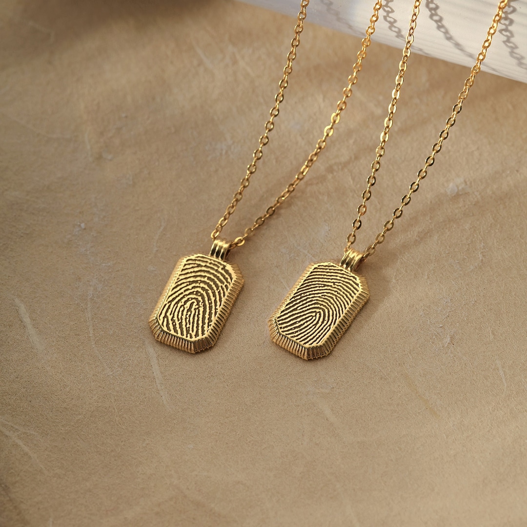 Engraved Fingerprint Necklace, Memorial Gift, Personalized Fingerprint ...