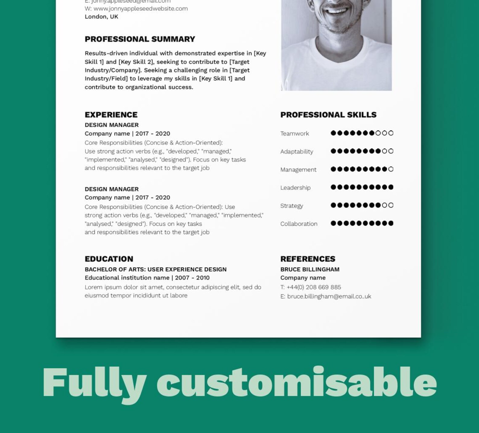 Bold Resume Template for Word and Google Docs, Creative Resume With ...