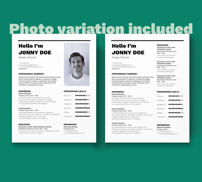 Bold Resume Template for Word and Google Docs, Creative Resume With ...