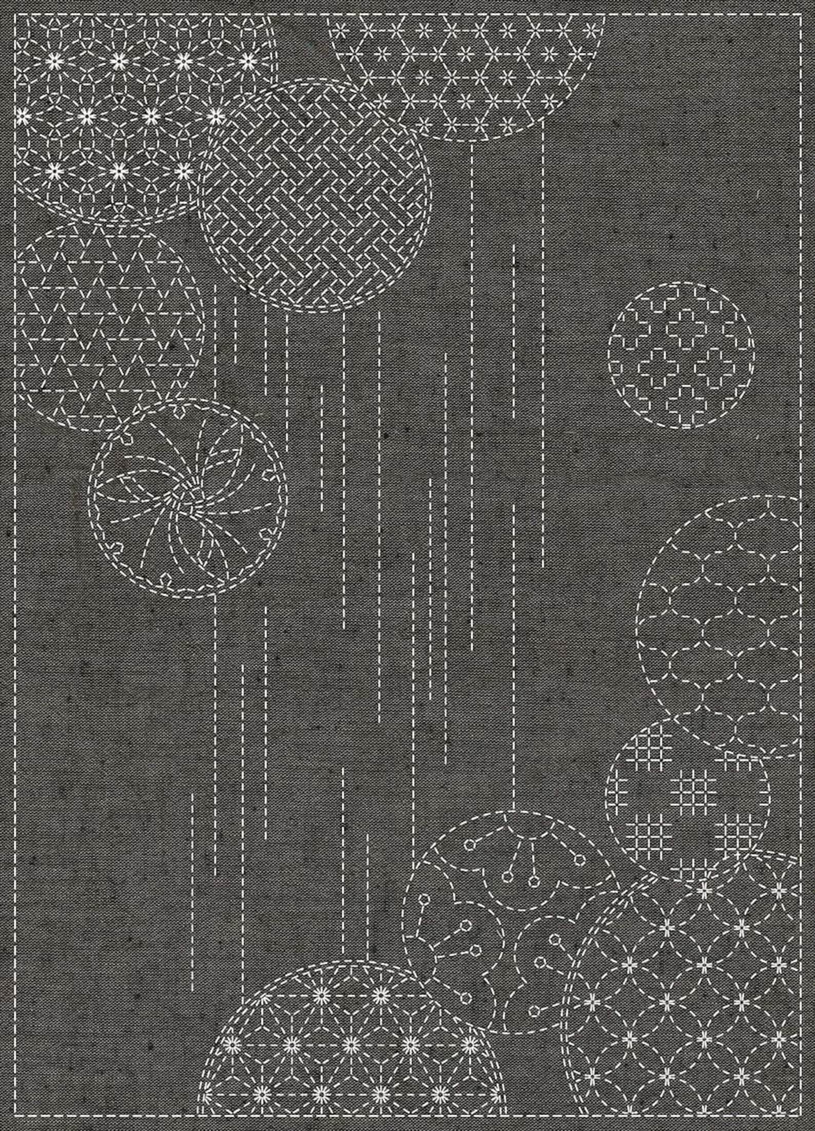 Sashiko Cloth ”wind Chimes" - Hand Printed With Water Soluble Ink - Etsy