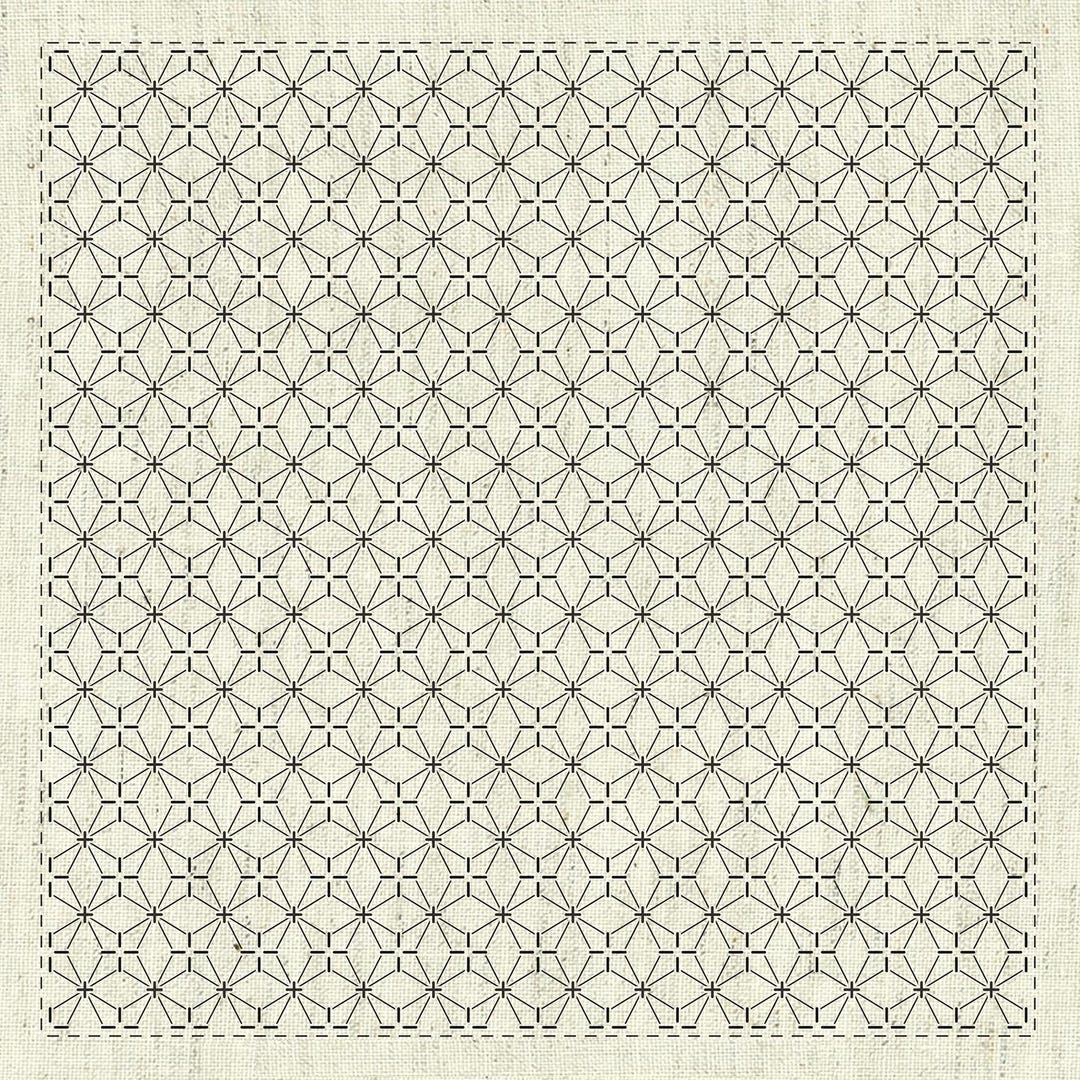 Sashiko Cloth ”hydrangea" - Hand Printed With Water Soluble Ink - Etsy