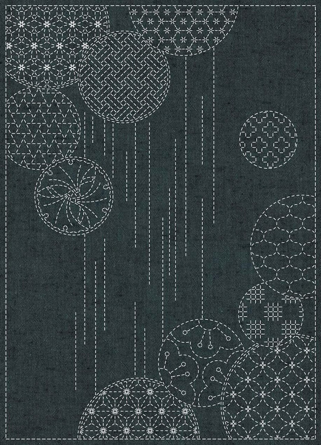 Sashiko Cloth ”wind Chimes" - Hand Printed With Water Soluble Ink - Etsy