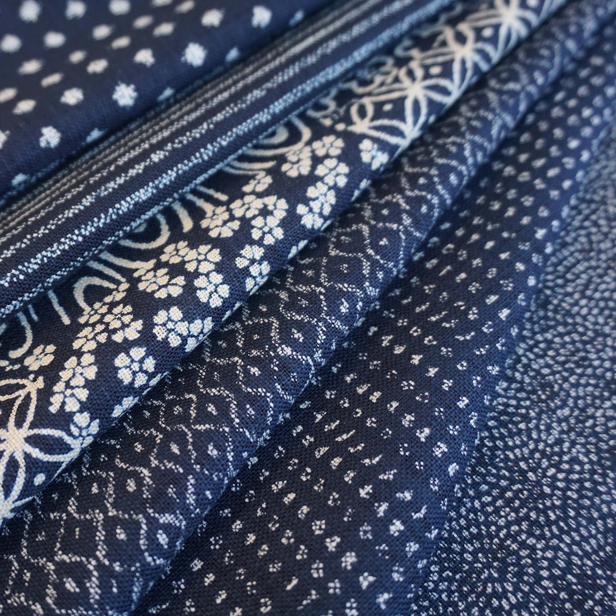 Printed Indigo Fabric Traditional Japanese Pattern 17 100% Cotton 110cm ...