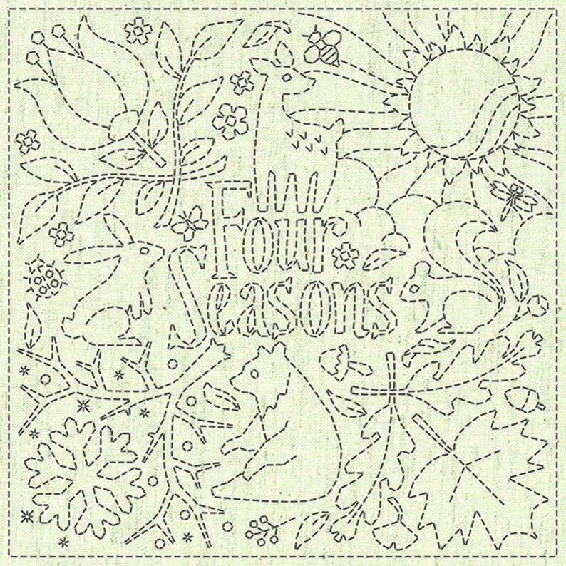 Sashiko Cloth four Seasons Hand Printed With Water Soluble Ink - Etsy