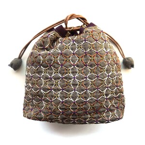 Drawstring Bag With Koki Kit - Hydrangea Weaving Sashiko (kuguri-zashi ...