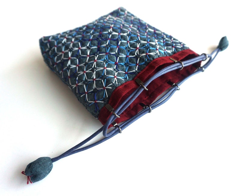 Drawstring Bag With Koki Kit - Hydrangea Weaving Sashiko (kuguri-zashi ...