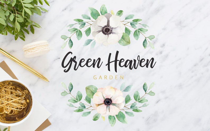 Anemones Watercolor Flower Logo Premade Logo Watercolor - Etsy