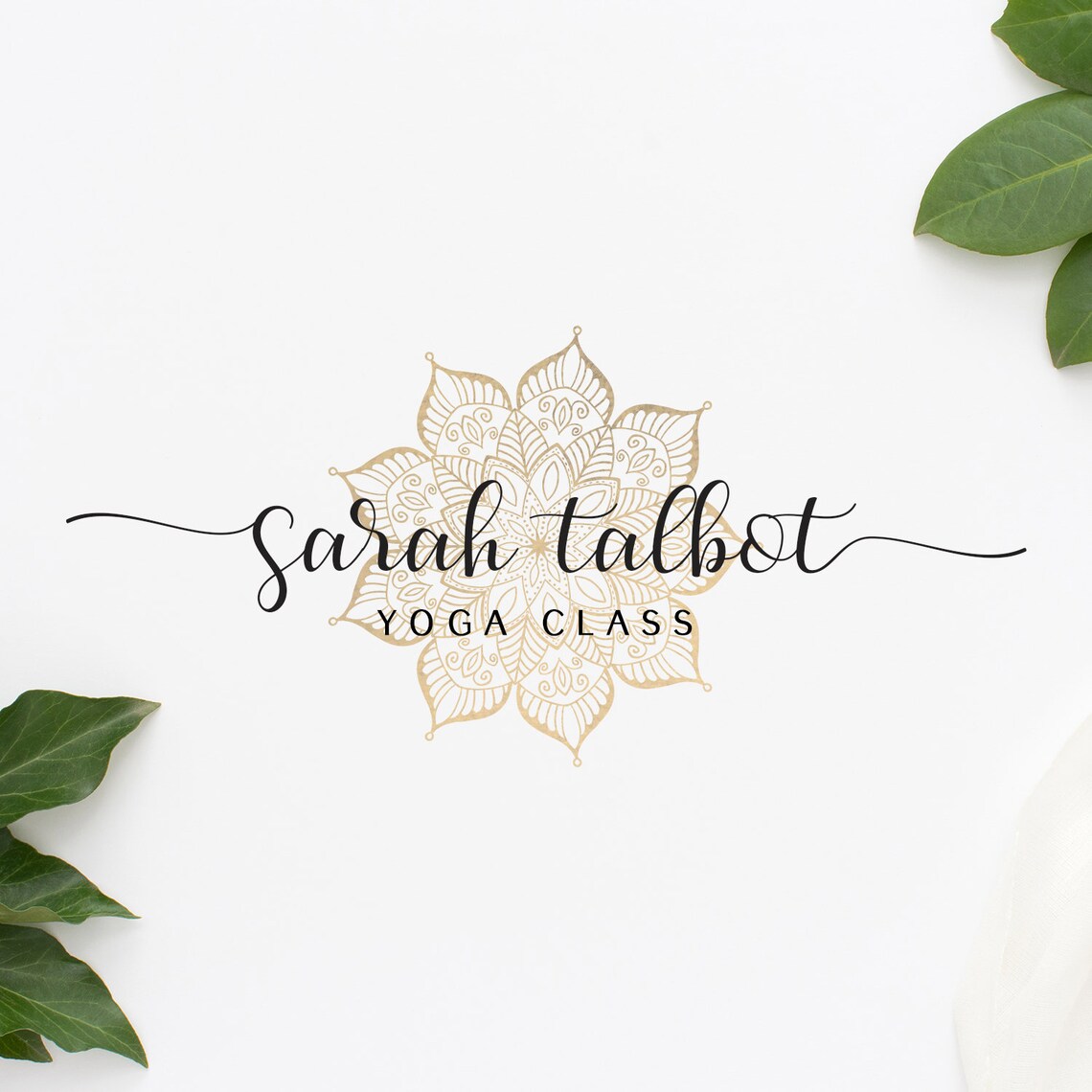 Yoga Teacher Logo Premade Logo Watercolor Logo Mandala Logo Brand ...