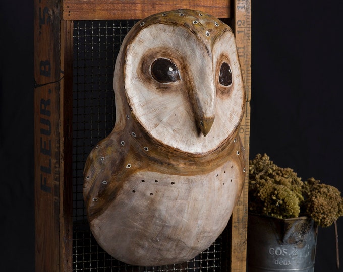 Paper Mache, Owl, Head Wall Mount, Home Decor, Animal Head, Wall ...