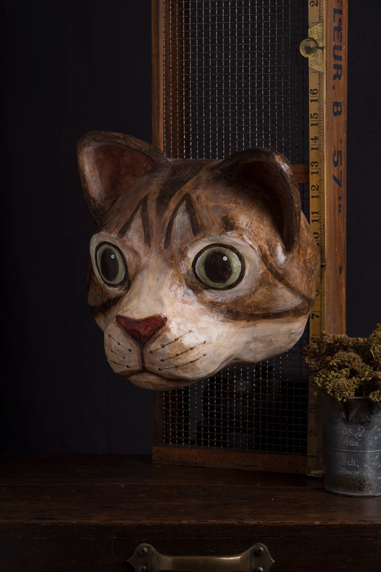 Paper Mache, Cat, Head Wall Mount, Home Decor, Animal Head, Wall ...