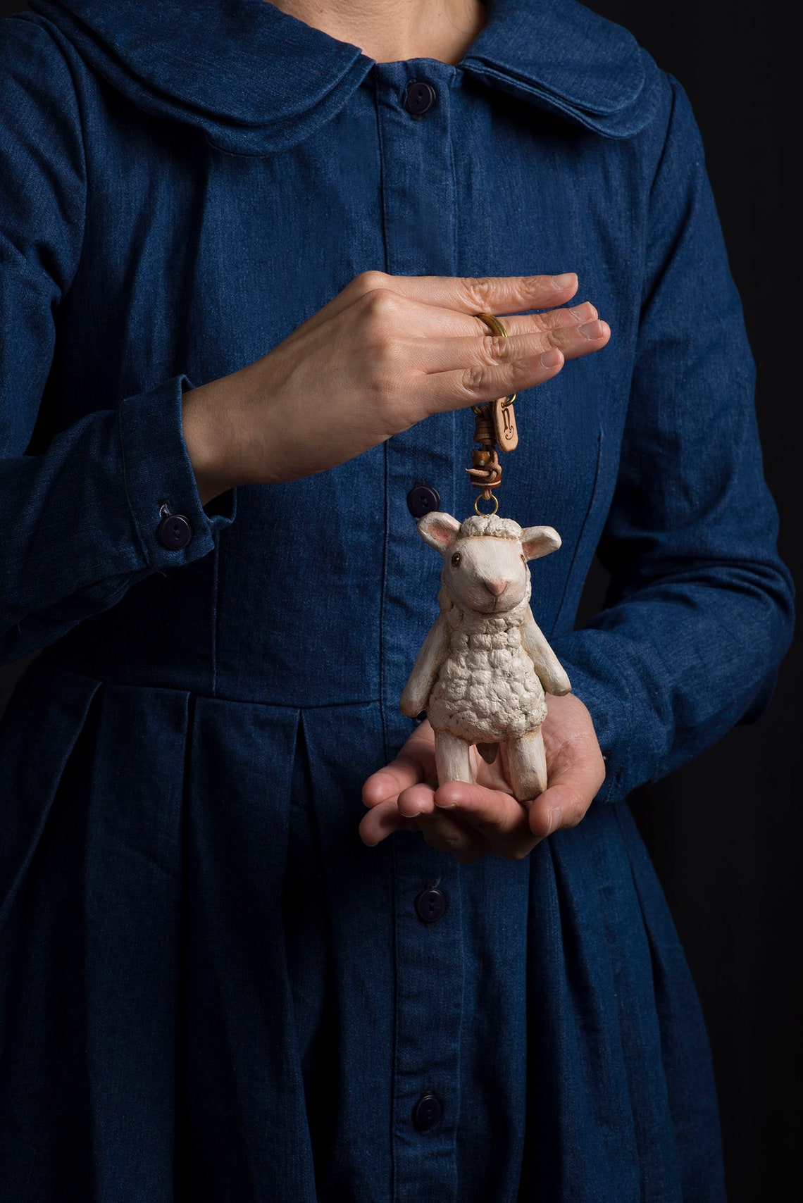 Paper Mache Rabbit Keychain Leather Animal Keyring | Etsy