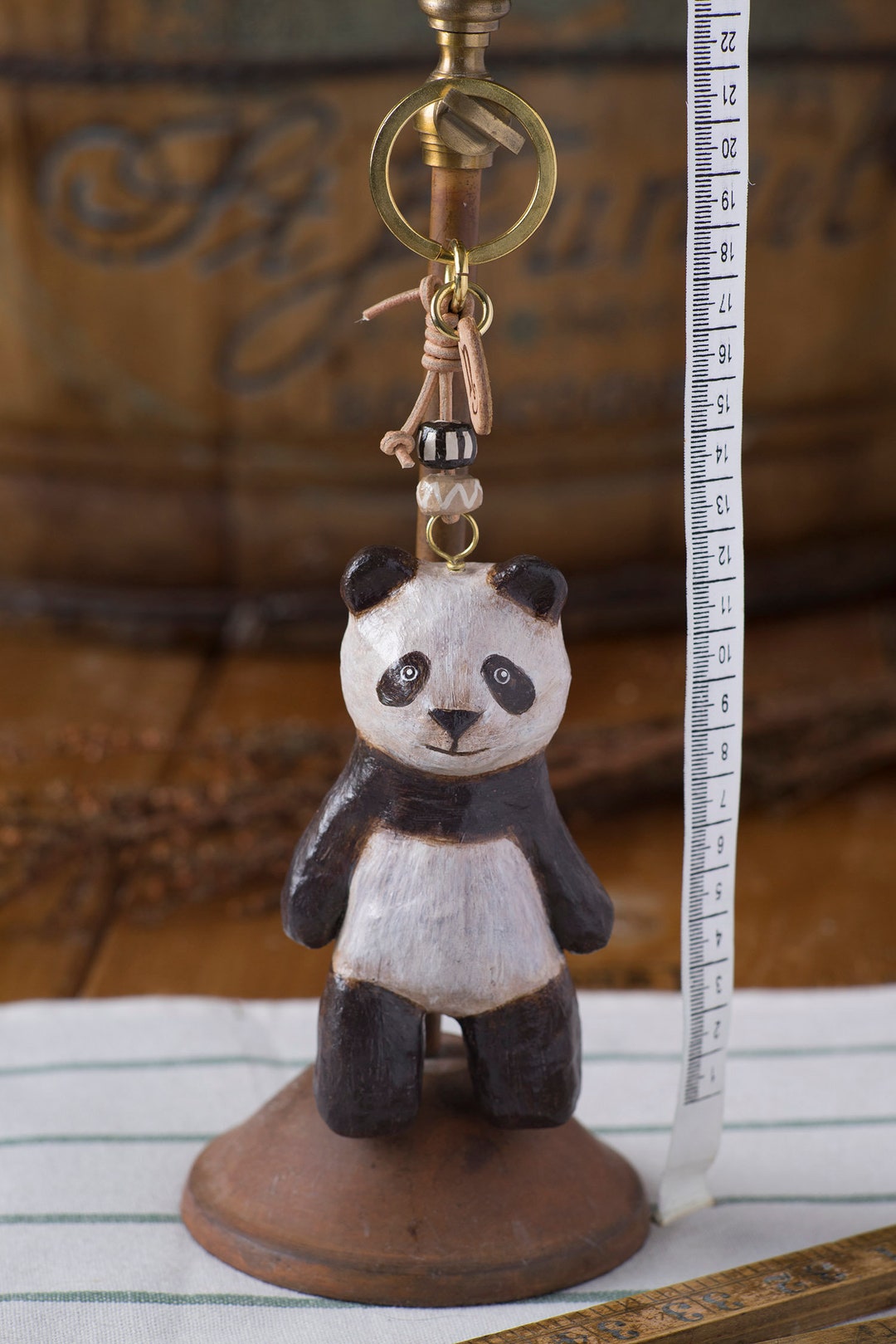 Paper Mache, Panda, Keychain, Leather, Animal, Keyring - Etsy