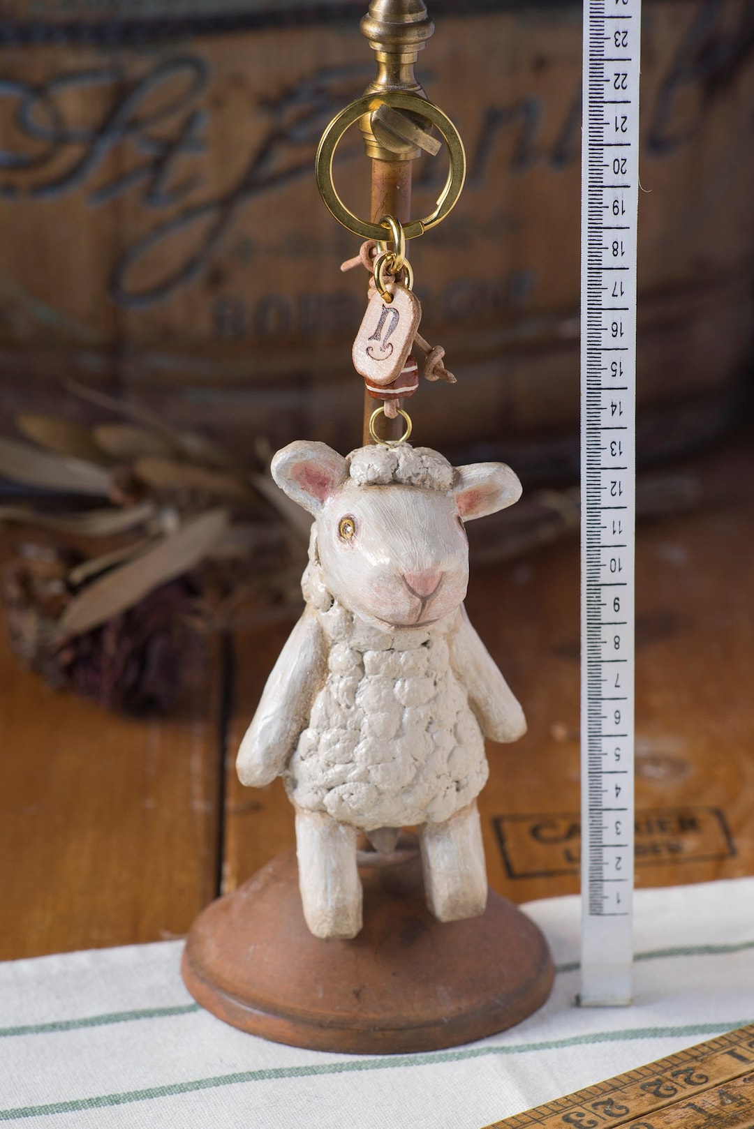 Paper Mache, Sheep, Keychain, Leather, Animal, Keyring - Etsy
