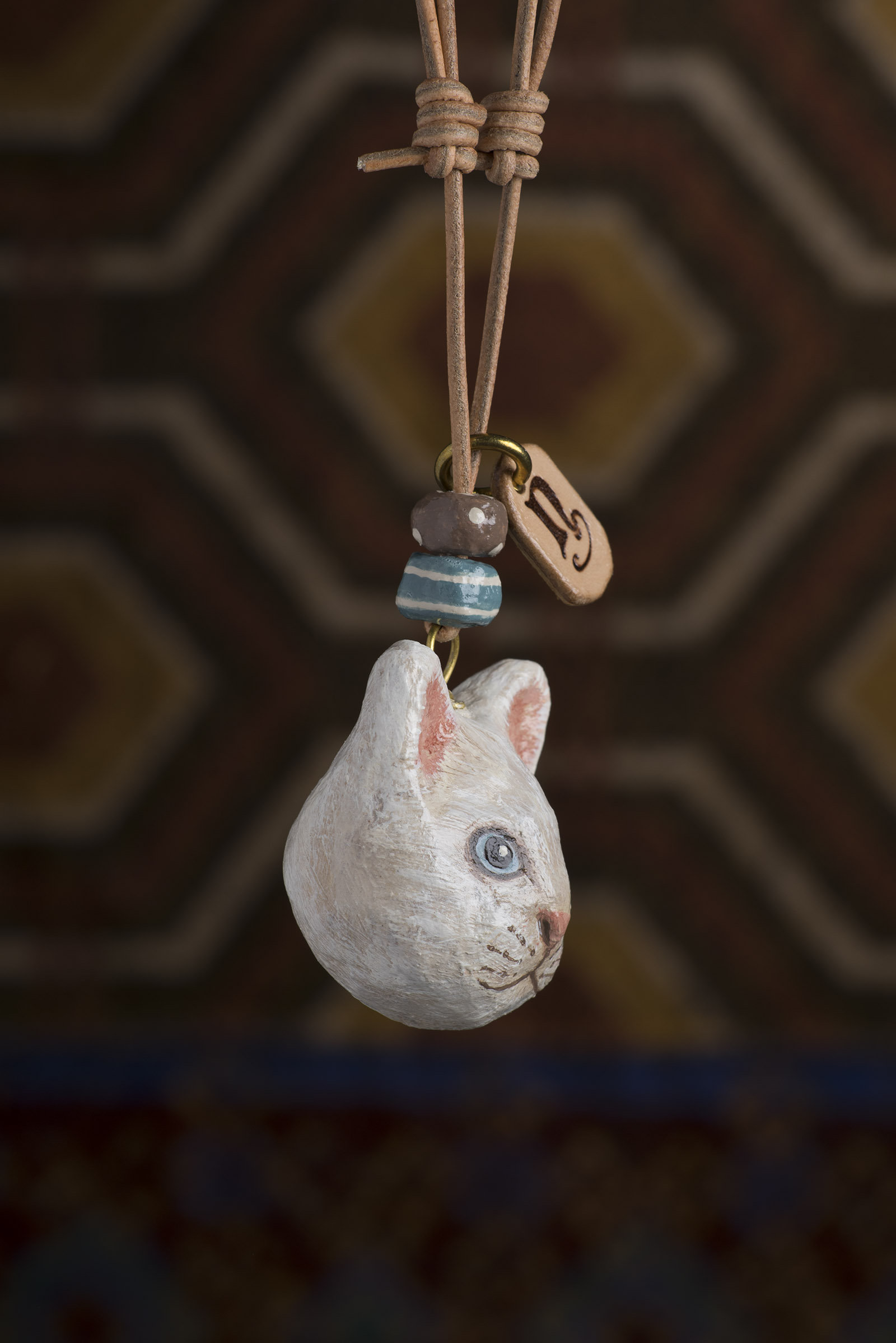 Paper Mache, Cat, Necklace, Leather, Animal Head, Animal Necklace ...