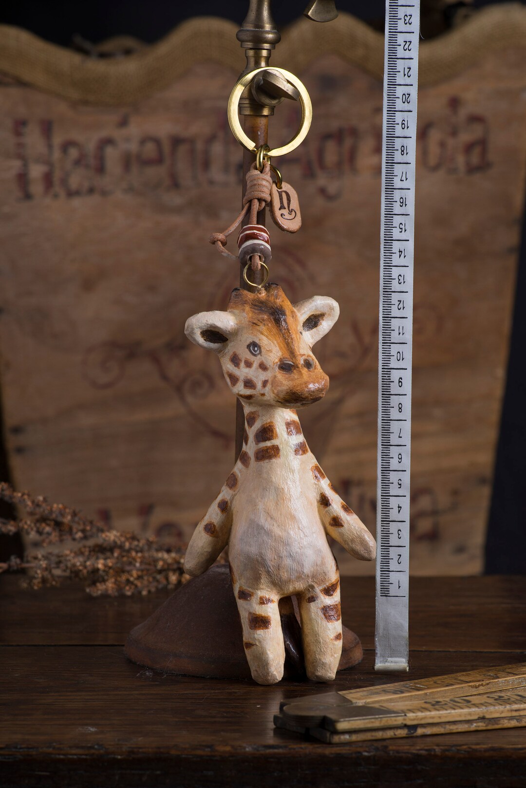 Paper Mache, Giraffe, Keychain, Leather, Animal, Keyring - Etsy