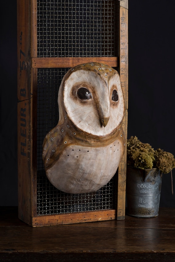 Paper Mache Owl Head Wall Mount Home Decor Animal Head - Etsy