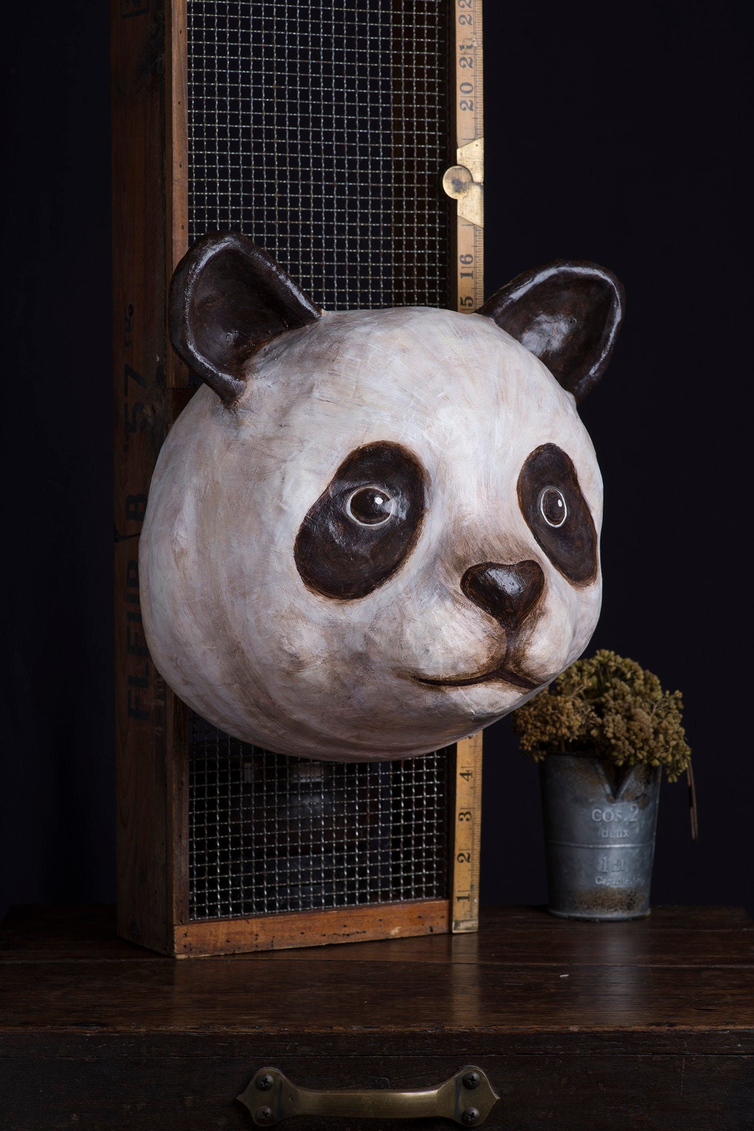 Paper Mache, Panda, Head Wall Mount, Home Decor, Animal Head, Wall ...