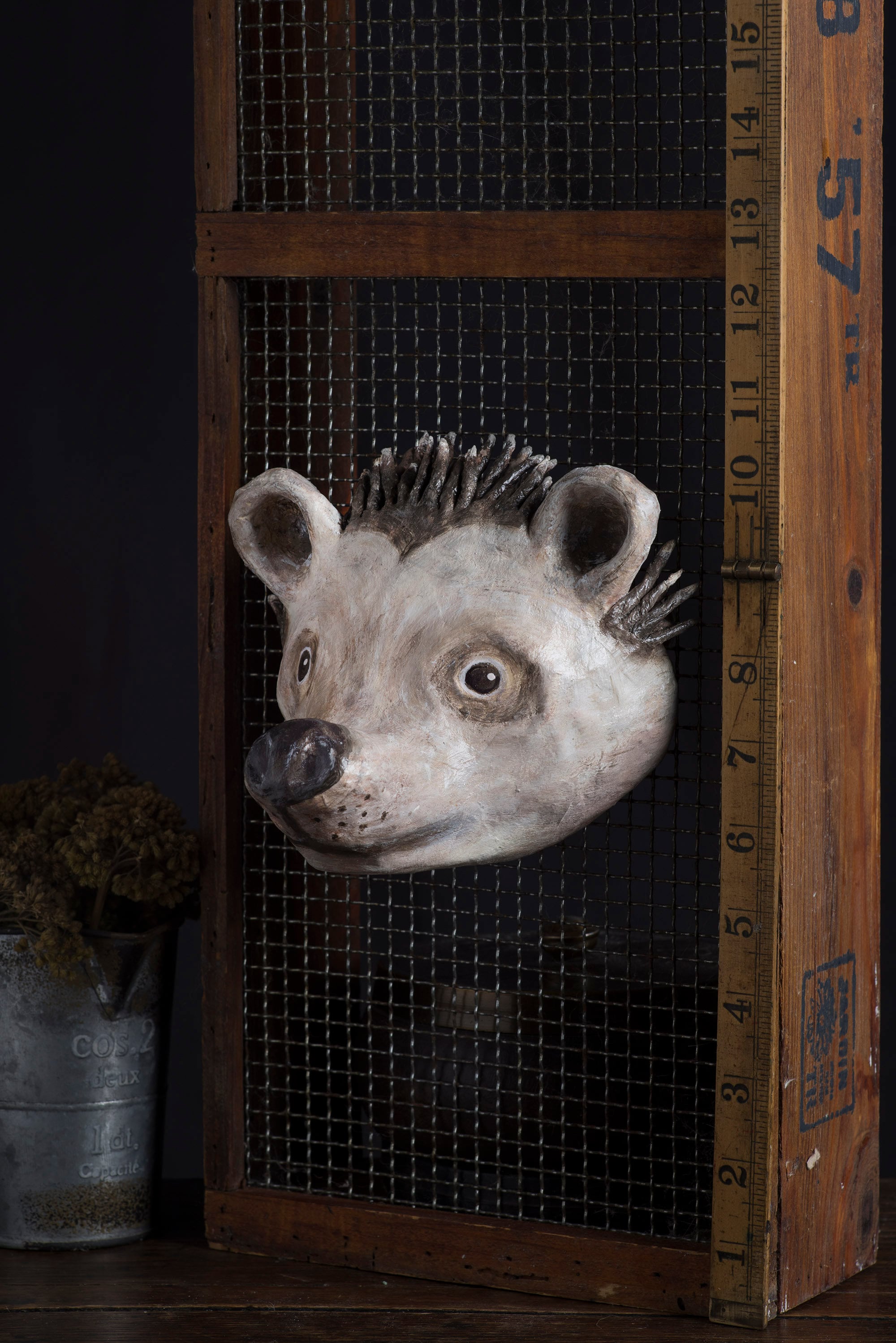 Paper Mache, Hedgehog, Head Wall Mount, Home Decor, Animal Head, Wall ...