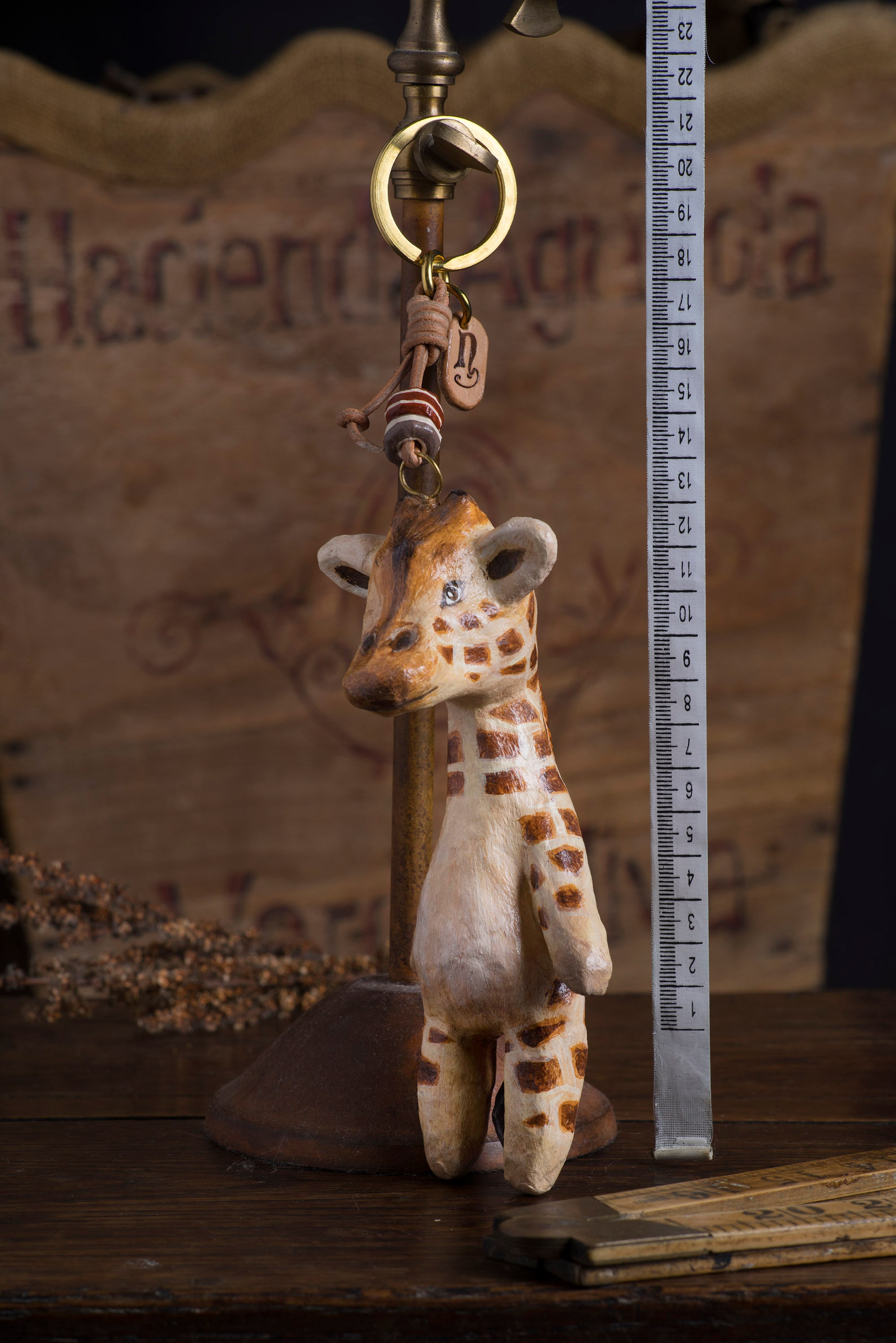 Paper Mache, Giraffe, Keychain, Leather, Animal, Keyring - Etsy