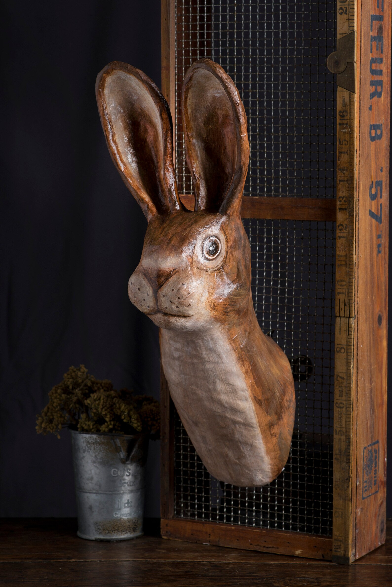 Paper Mache Rabbit Head Wall Mount Home Decor Animal Head - Etsy