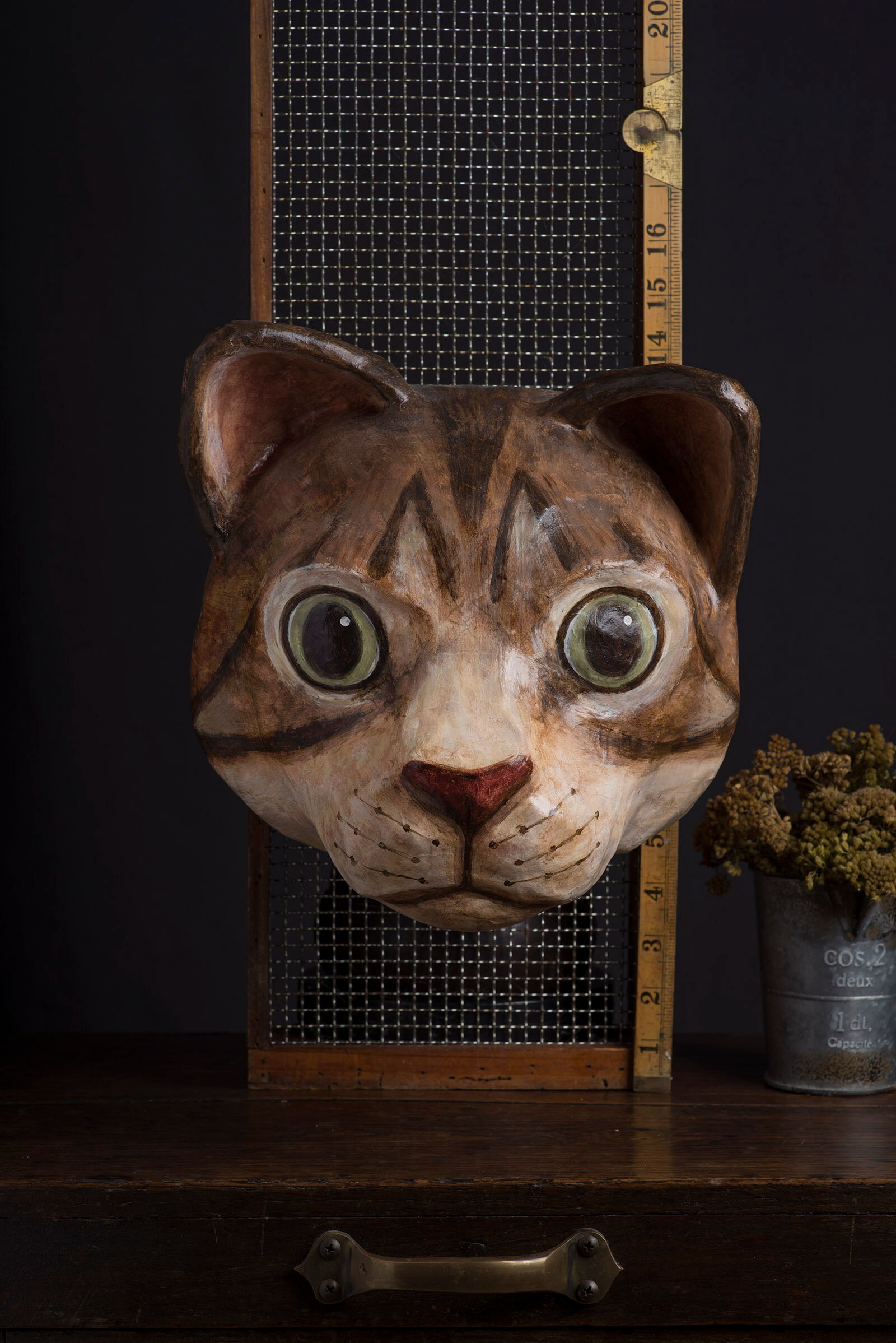 Paper Mache, Cat, Head Wall Mount, Home Decor, Animal Head, Wall ...