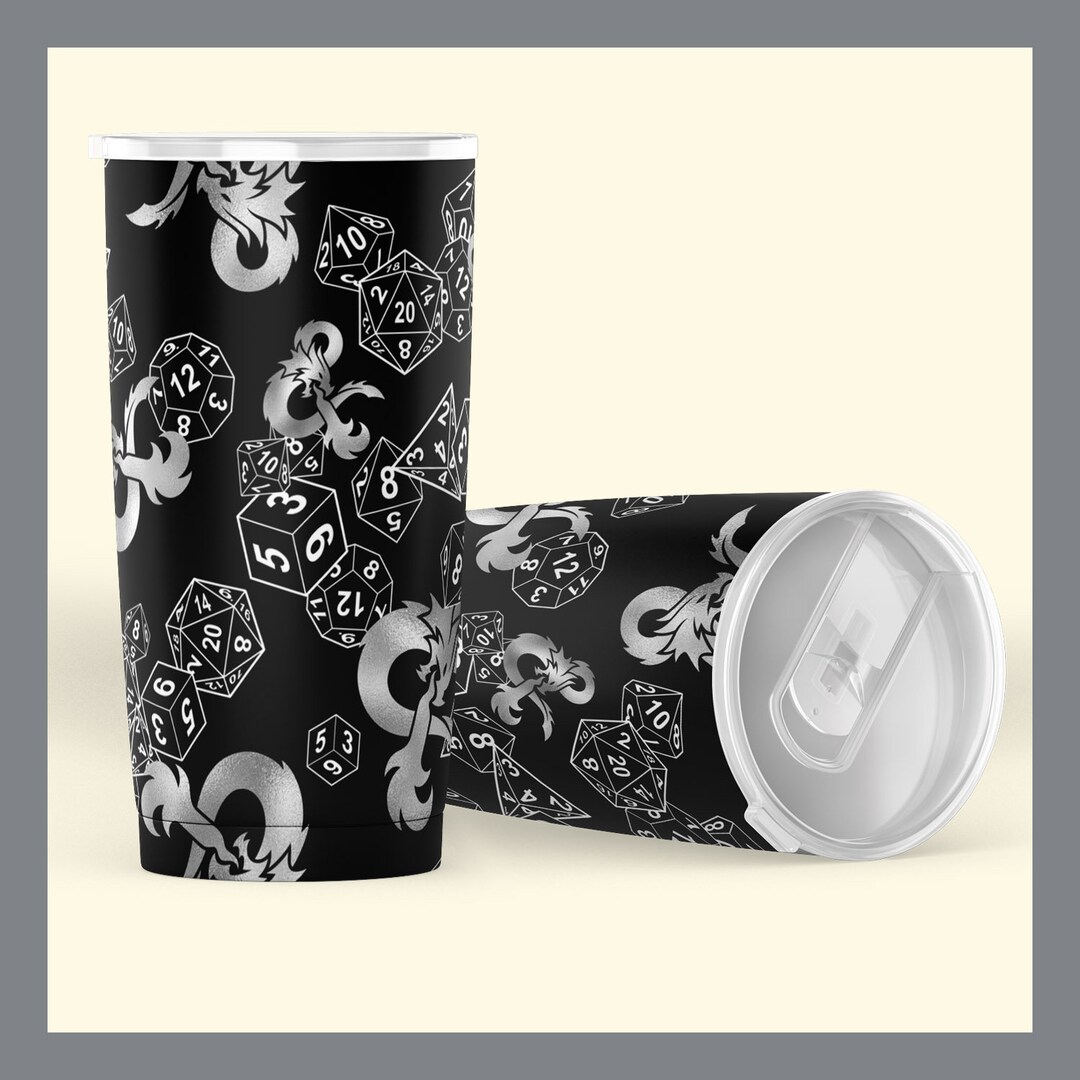 D&D Metallic Silver Dice Tumbler 20oz Dnd Tumbler Dice - Etsy