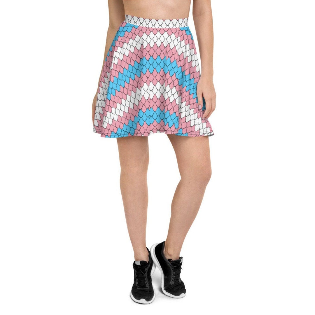 Trans Dragon Scale Skater Skirt LGBTQ Pride Flag Skirt, D&D Skirt, Dnd ...