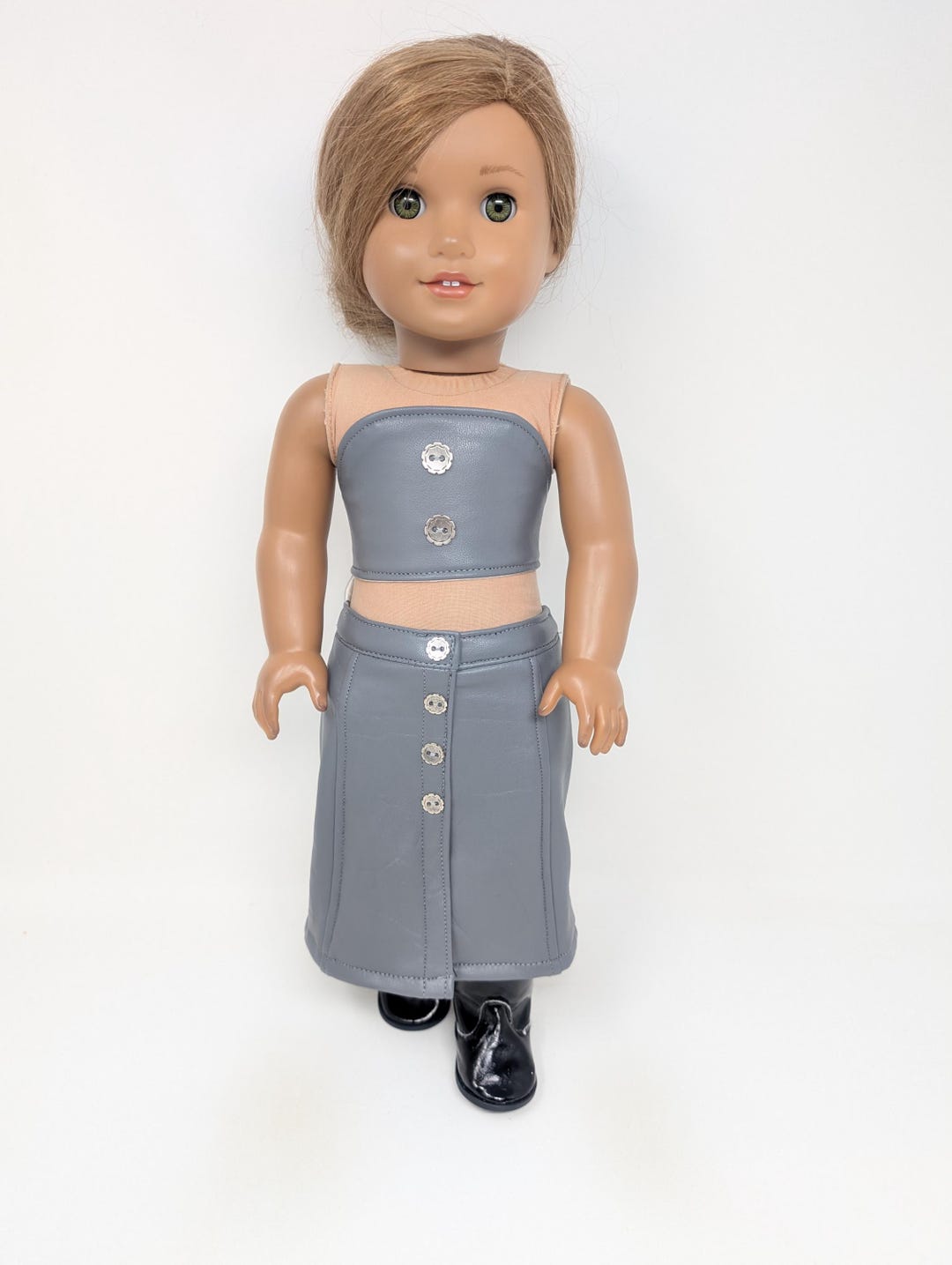 Gray Pleather Skirt and Top: 18 Inch Doll Clothing - Etsy