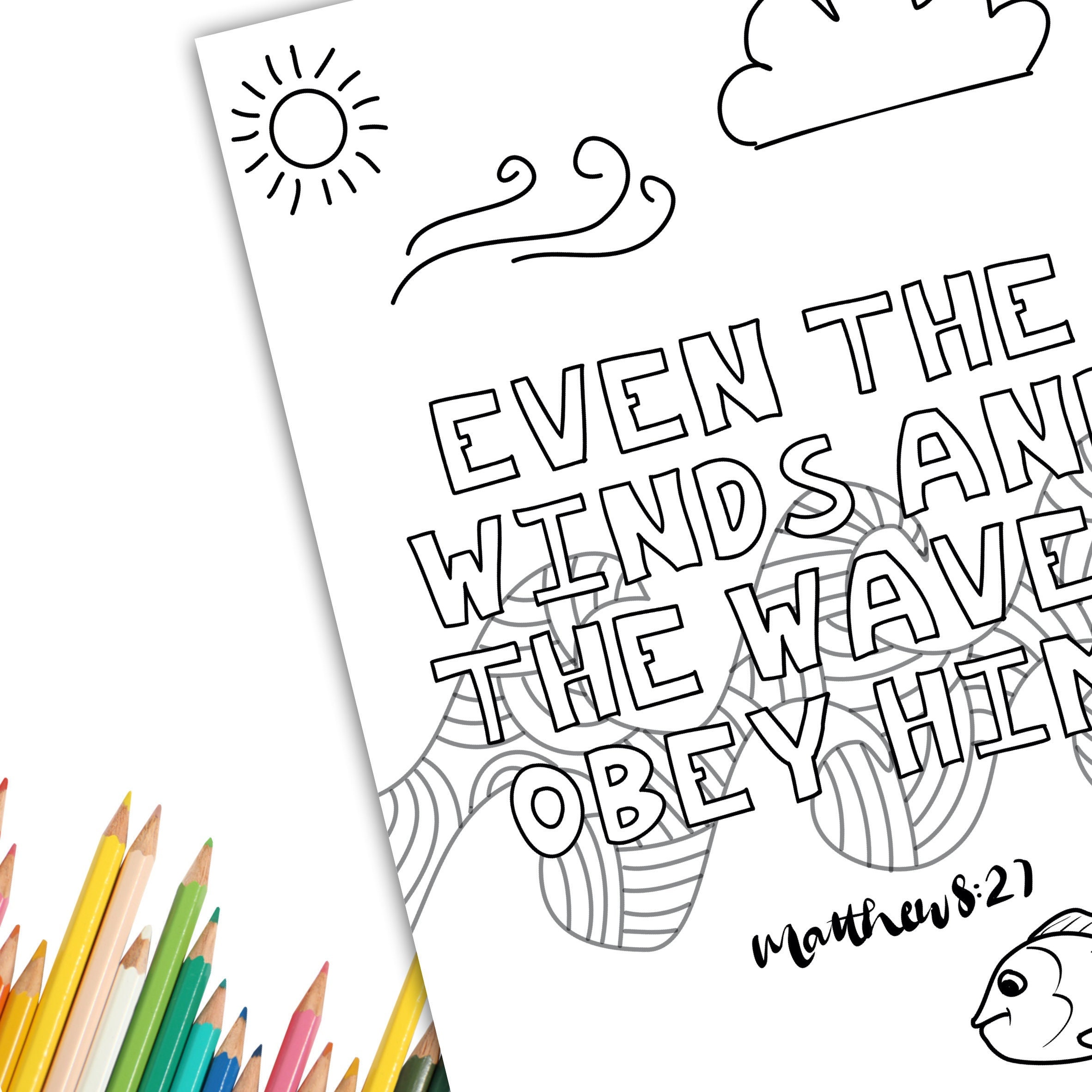 Wind and the Waves Colouring Sheet - Etsy