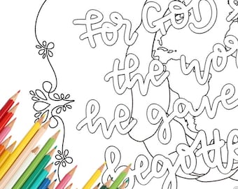 Coloring Page for God so Loved the World - Etsy