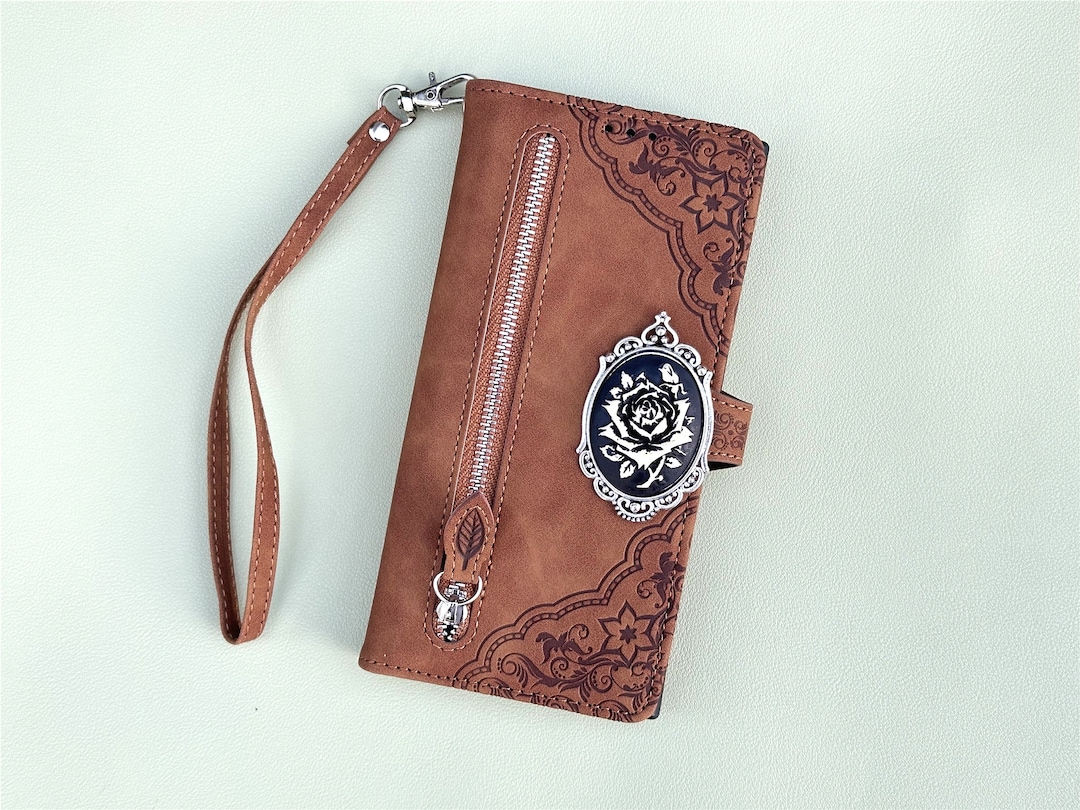 Gothic Floral Rose Leather Wallet Imprint Phone Case for - Etsy