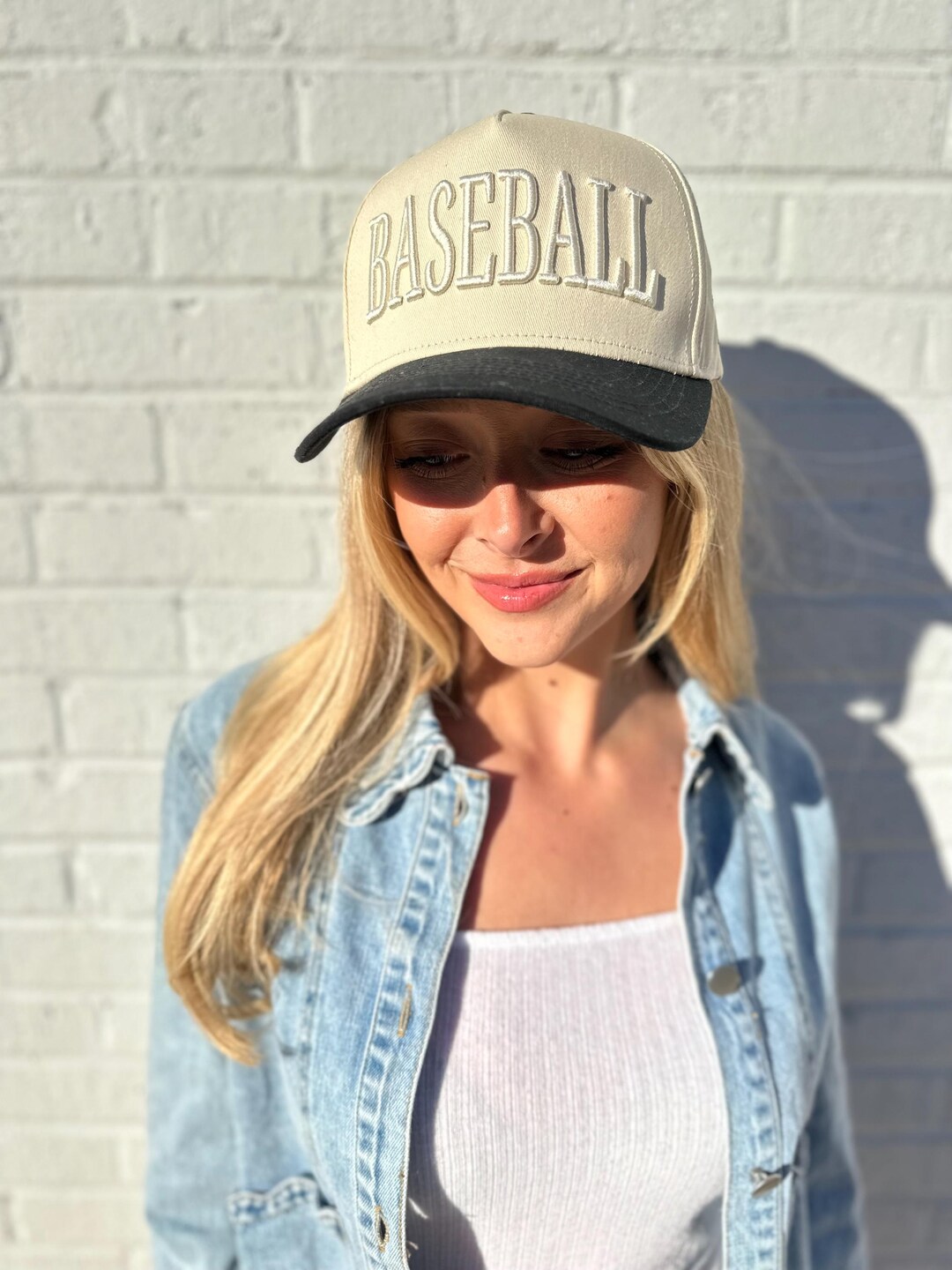 BASEBALL Monochromatic Embroidered Hat - Etsy