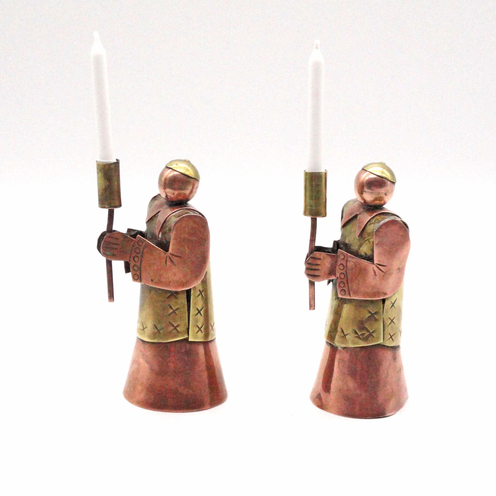 Copper & Brass Alter Boy Candle Holders, Mexican Folk Art C1960s - Etsy