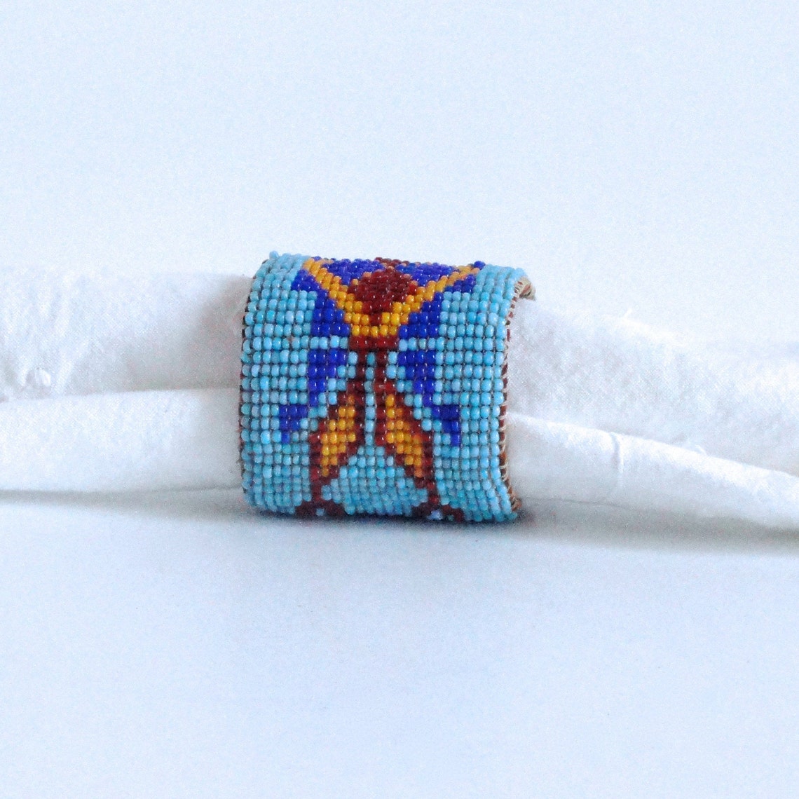 Vintage Huichol Mexican Beaded Leather Napkin Ring C1960's - Etsy