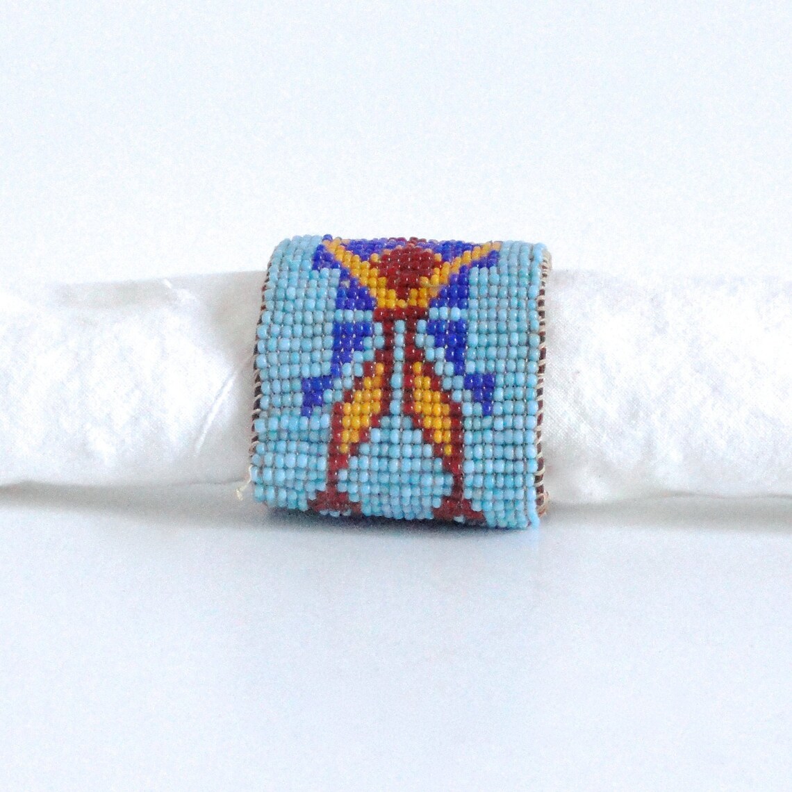 Vintage Huichol Mexican Beaded Leather Napkin Ring C1960's - Etsy