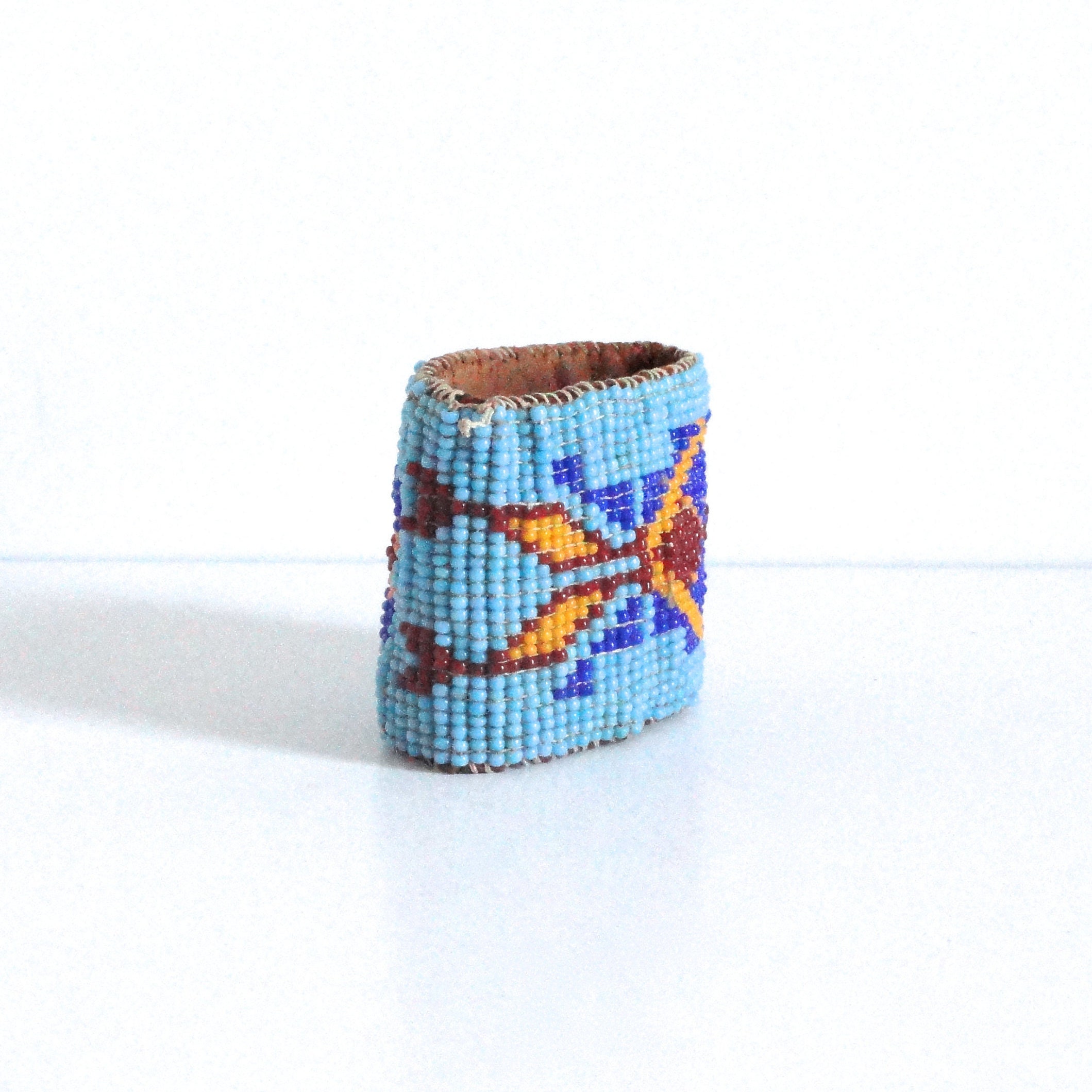 Vintage Huichol Mexican Beaded Leather Napkin Ring C1960's - Etsy