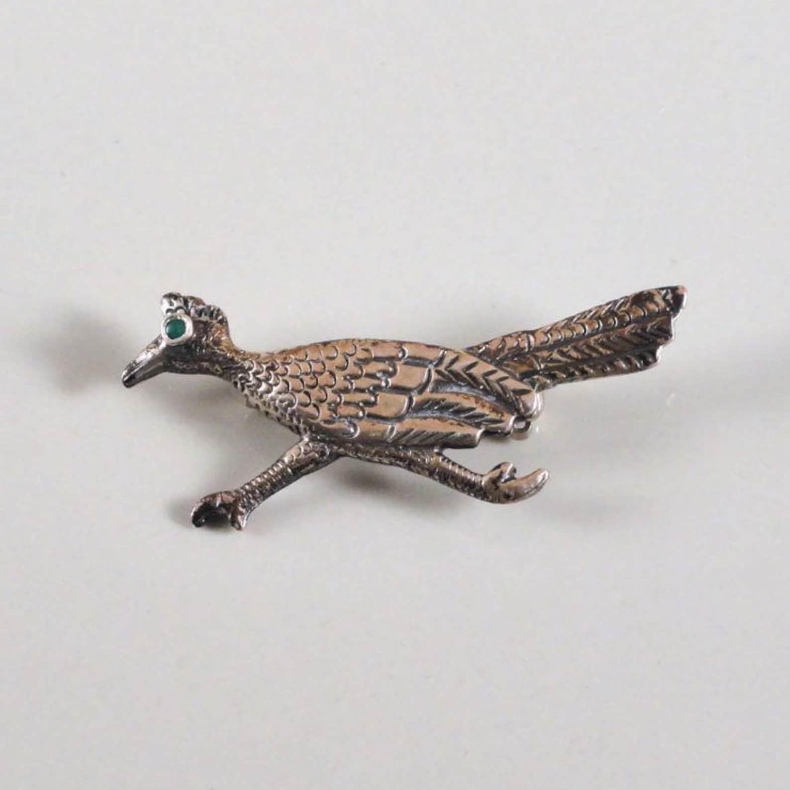 Silver & Turquoise Road Runner Brooch Lapel Pin Vintage | Etsy