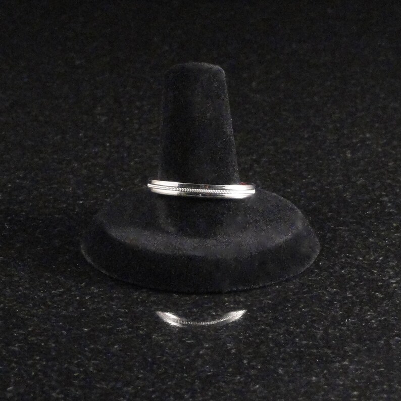 Vintage Sterling Silver Band Incised Beaded Line Stackable - Etsy