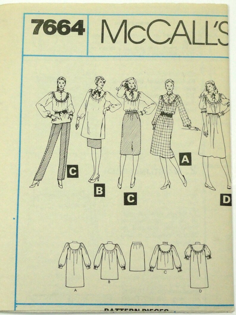 Vintage 1980s Mccall's Pattern 7664 Dress Tunic and Skirt Size 10 Bust ...