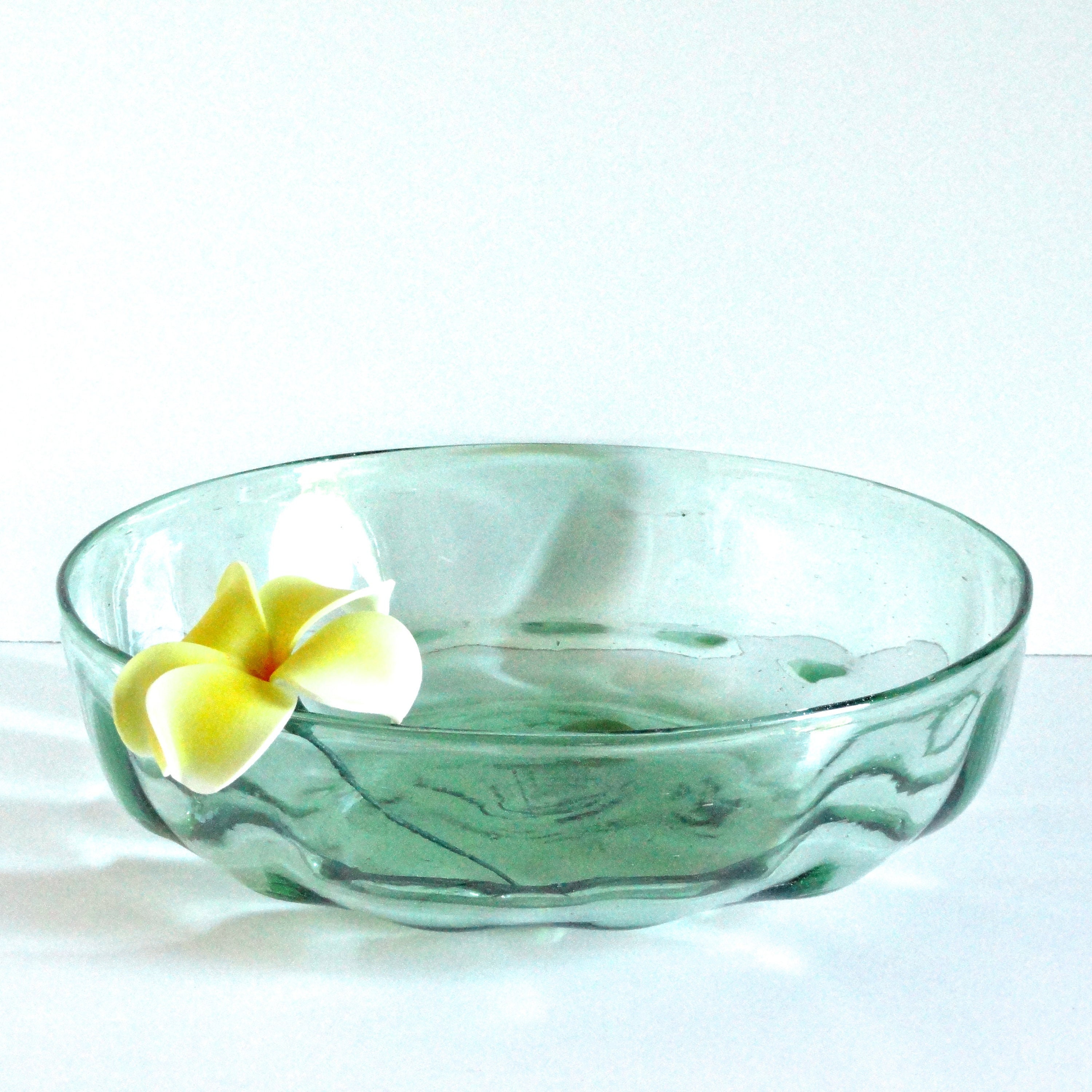 Large Sea Foam Green Shallow Serving Bowl Hand Blown Mexican - Etsy