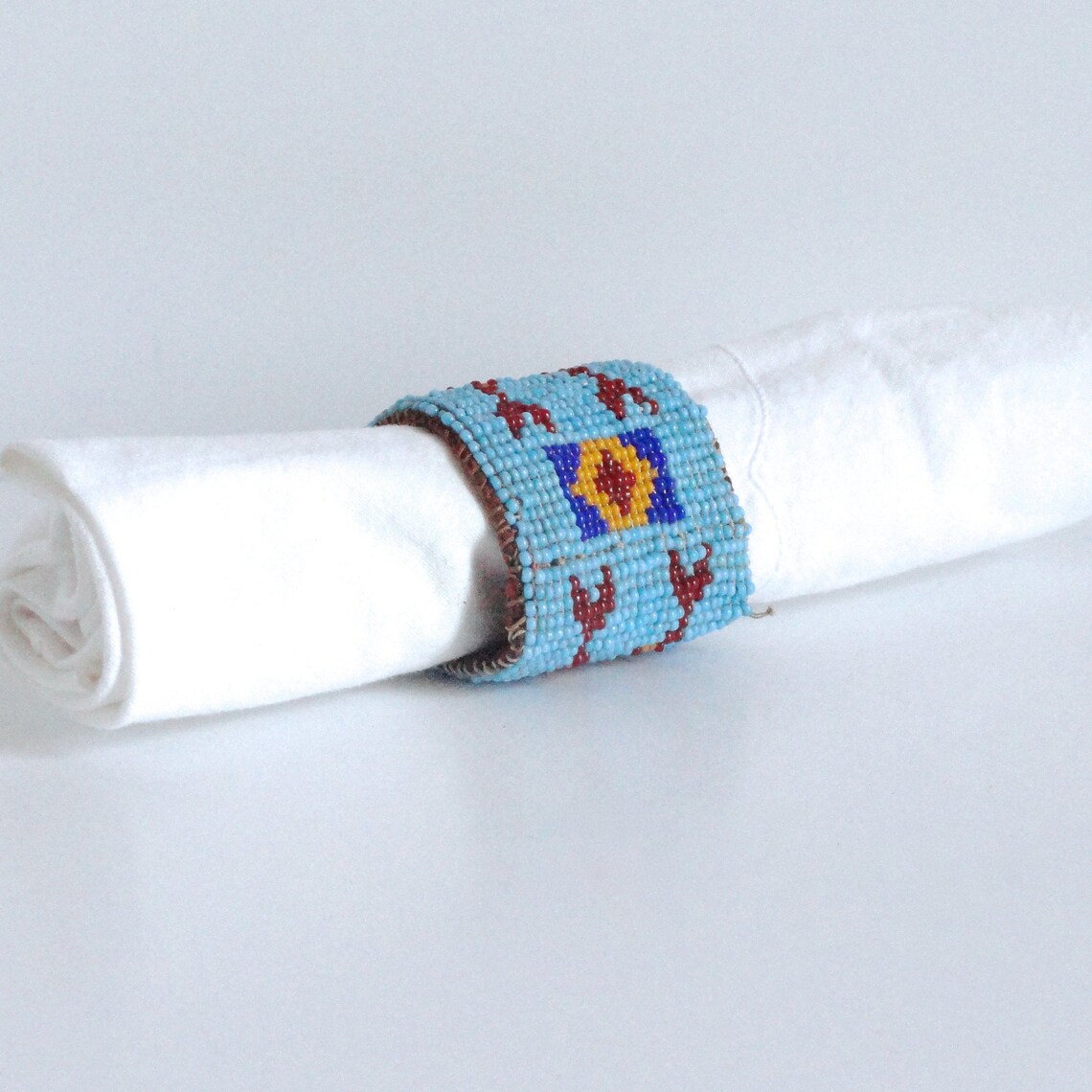 Vintage Huichol Mexican Beaded Leather Napkin Ring C1960's - Etsy