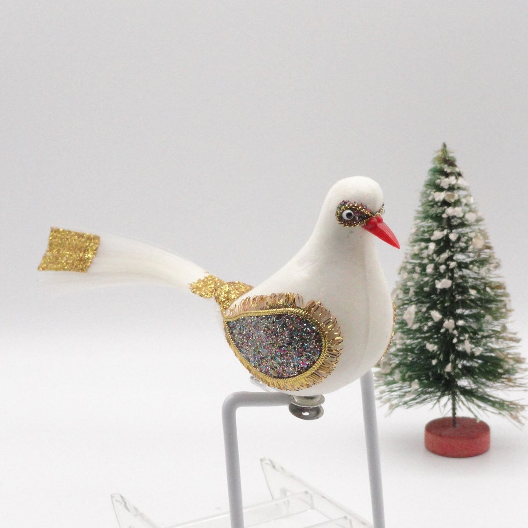 Vintage Flocked White Dove Christmas Ornament, Clip on 1960s - Etsy