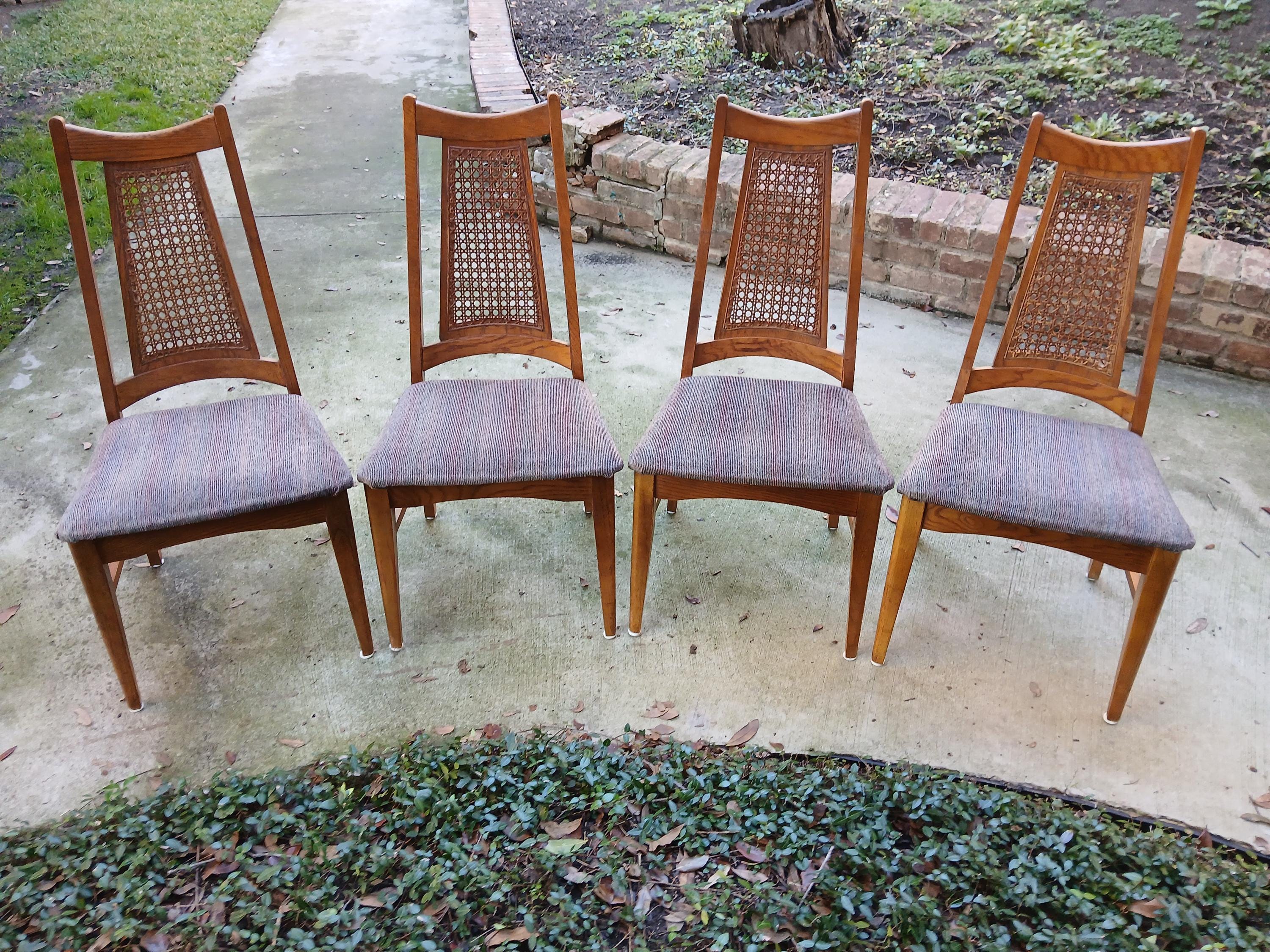 Mid Century Modern Cane Back Dining Chairs - Set of 4 - Etsy