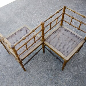 Early to Mid Century Bamboo & Cane Tete A Tete Bench/kissing Seat ...