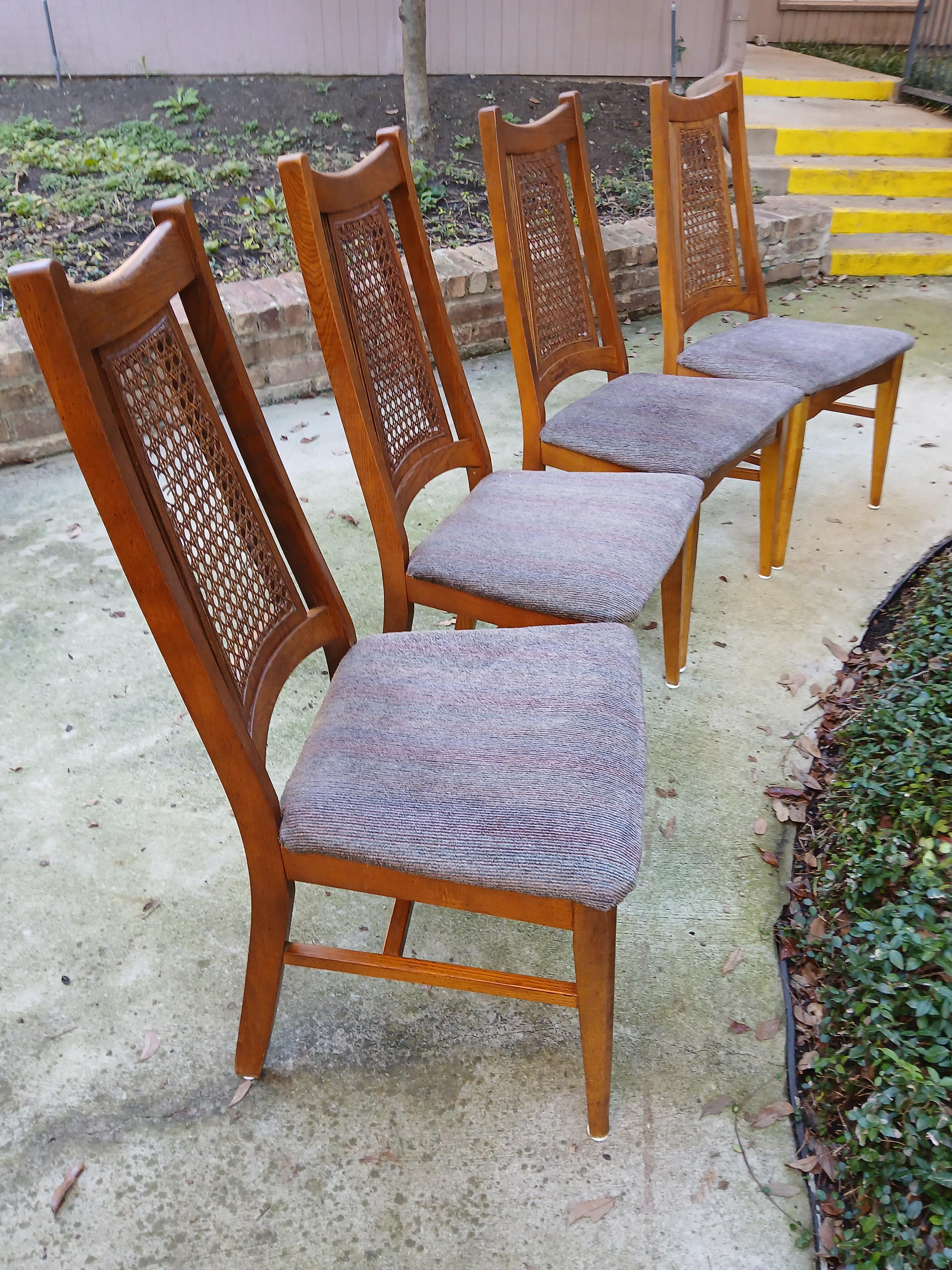 Mid Century Modern Cane Back Dining Chairs - Set of 4 - Etsy