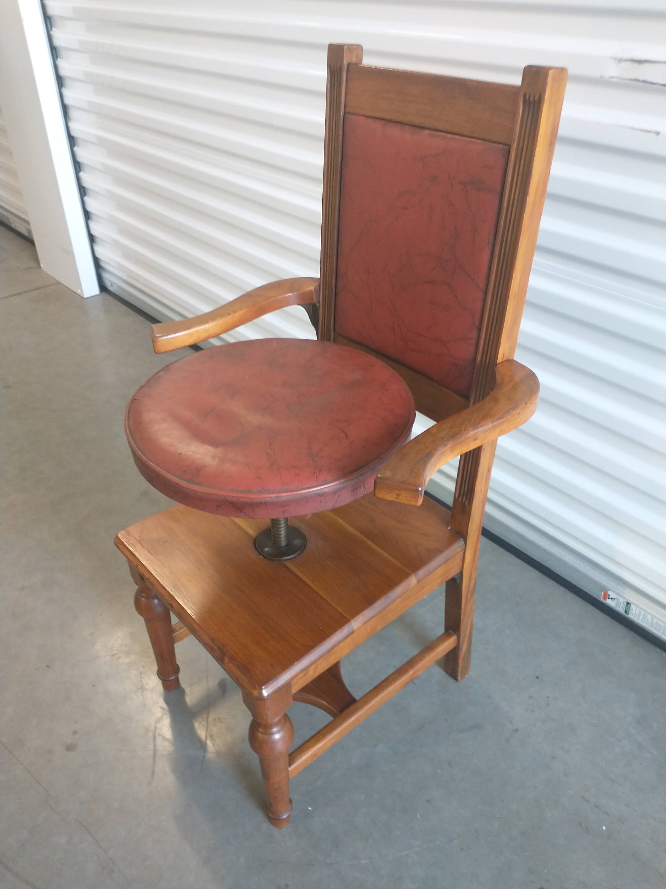 Rare Antique Mission Style Leather & Oak Piano Chair - Etsy