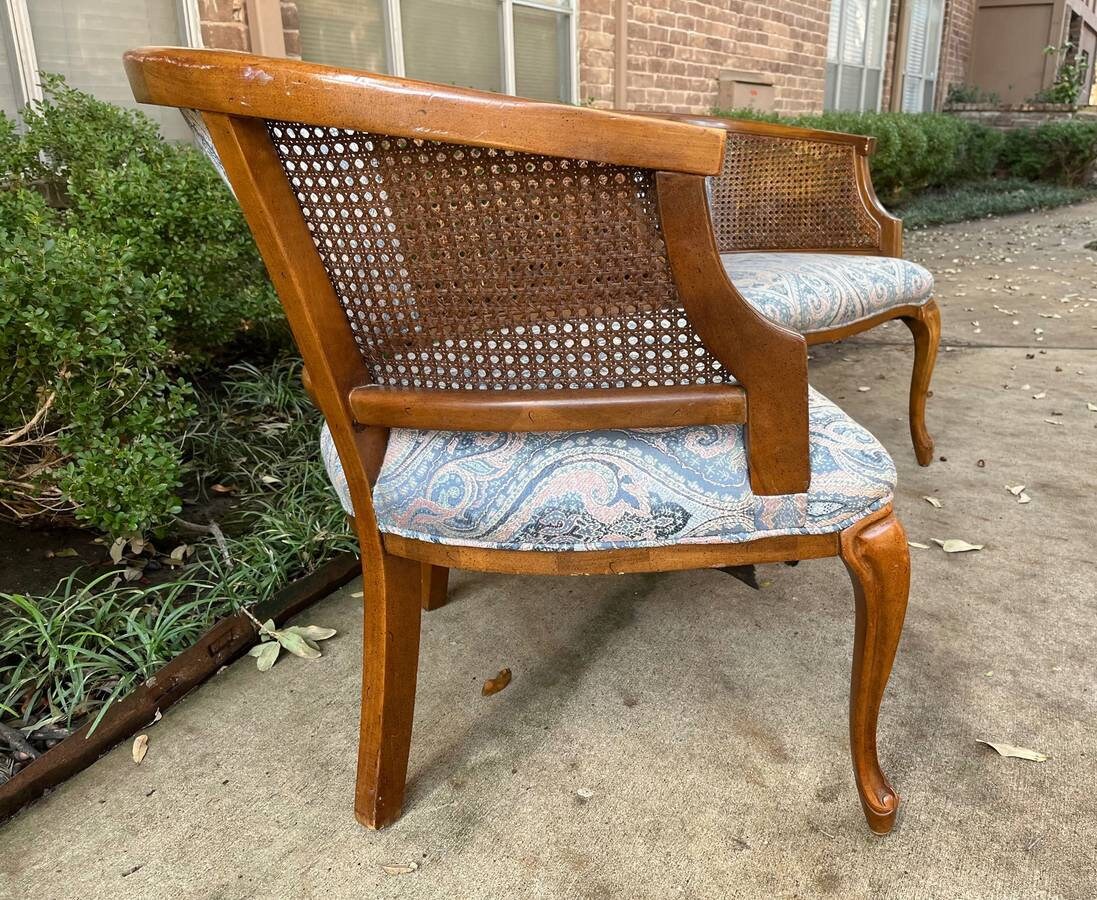 Mid Century Caned Back Barrel Chairs 2 - Etsy