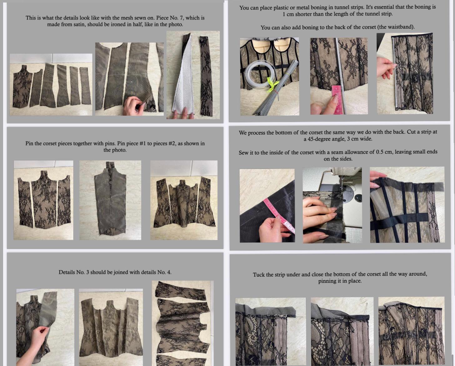 Corset Sewing Pattern, Lace Waist Corset Tutorial Corset Patterns ...